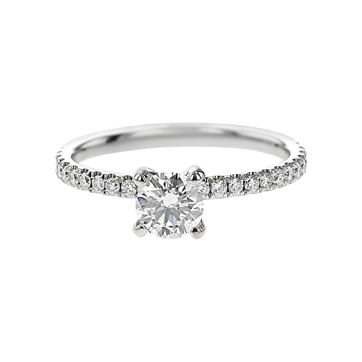 Fire & Ice Diamond Engagement Ring in 18K White Gold, Size 6.5