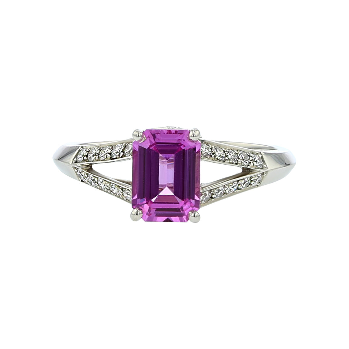 Emerald-Cut Pink Sapphire and Diamond Ring | Sylvan's Jewelers
