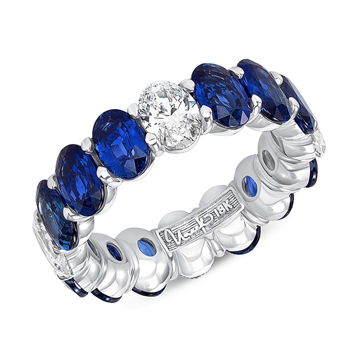 Oval Blue Sapphire and Oval Diamond Eternity Band | Sylvan's Jewelers