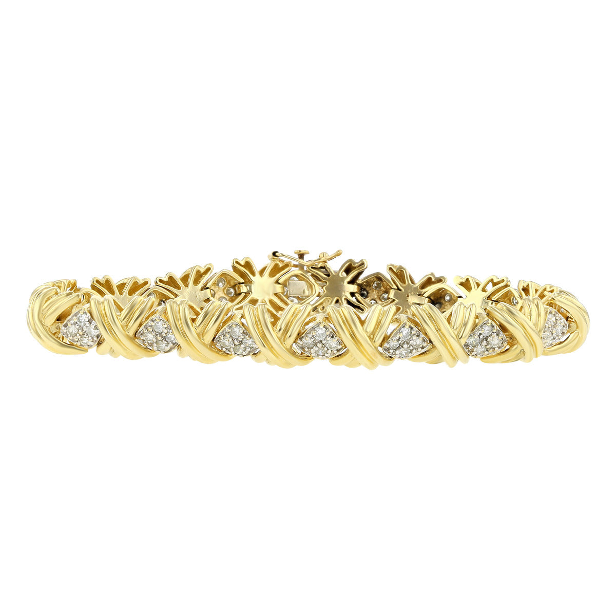 14K Yellow Gold Brilliant Diamond X Link Bracelet | Sylvan's Jewelers